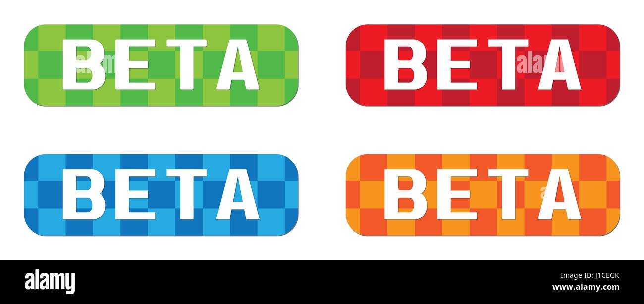 BETA text, on rectangle, zig zag pattern stamp sign, in color set Stock ...