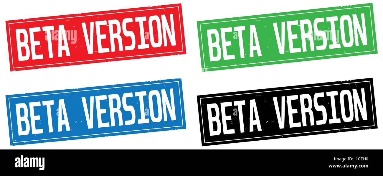 BETA VERSION text, on rectangle stamp sign, in color set Stock Photo ...