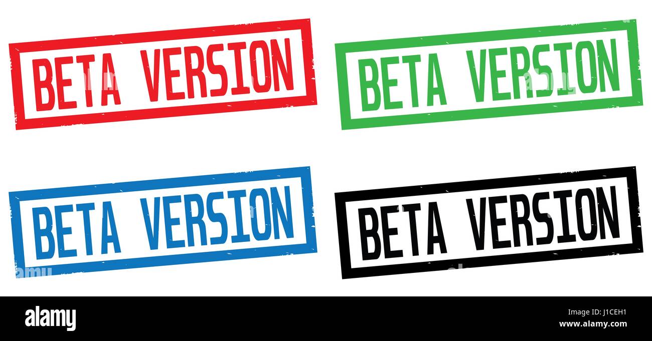 BETA VERSION text, on rectangle border stamp sign, in color set Stock ...