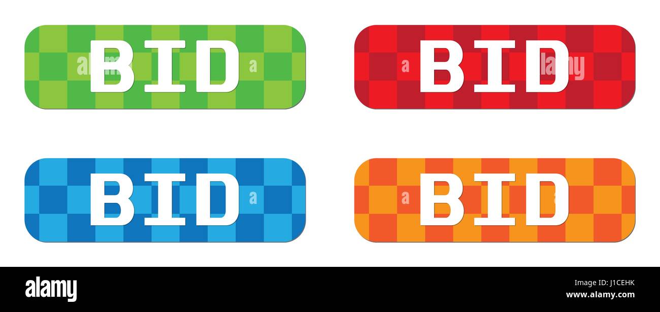 BID text, on rectangle, zig zag pattern stamp sign, in color set Stock ...
