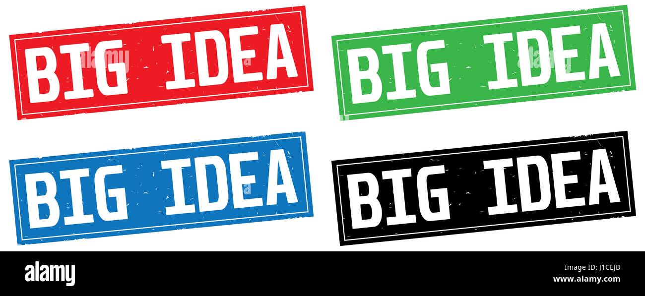 BIG IDEA text, on rectangle stamp sign, in color set Stock Photo - Alamy
