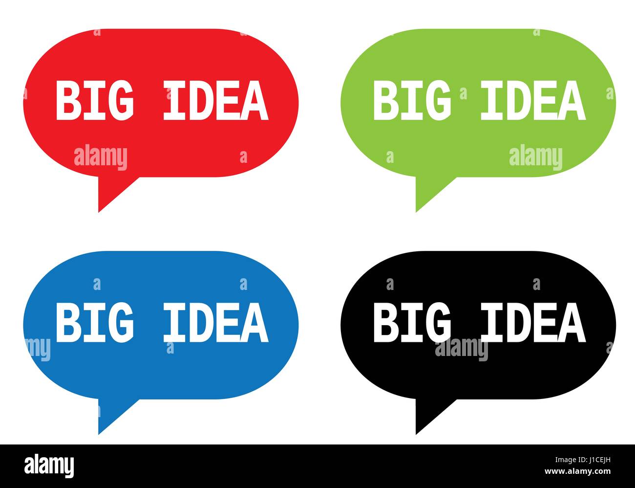 BIG IDEA text, on rectangle speech bubble sign, in color set Stock ...