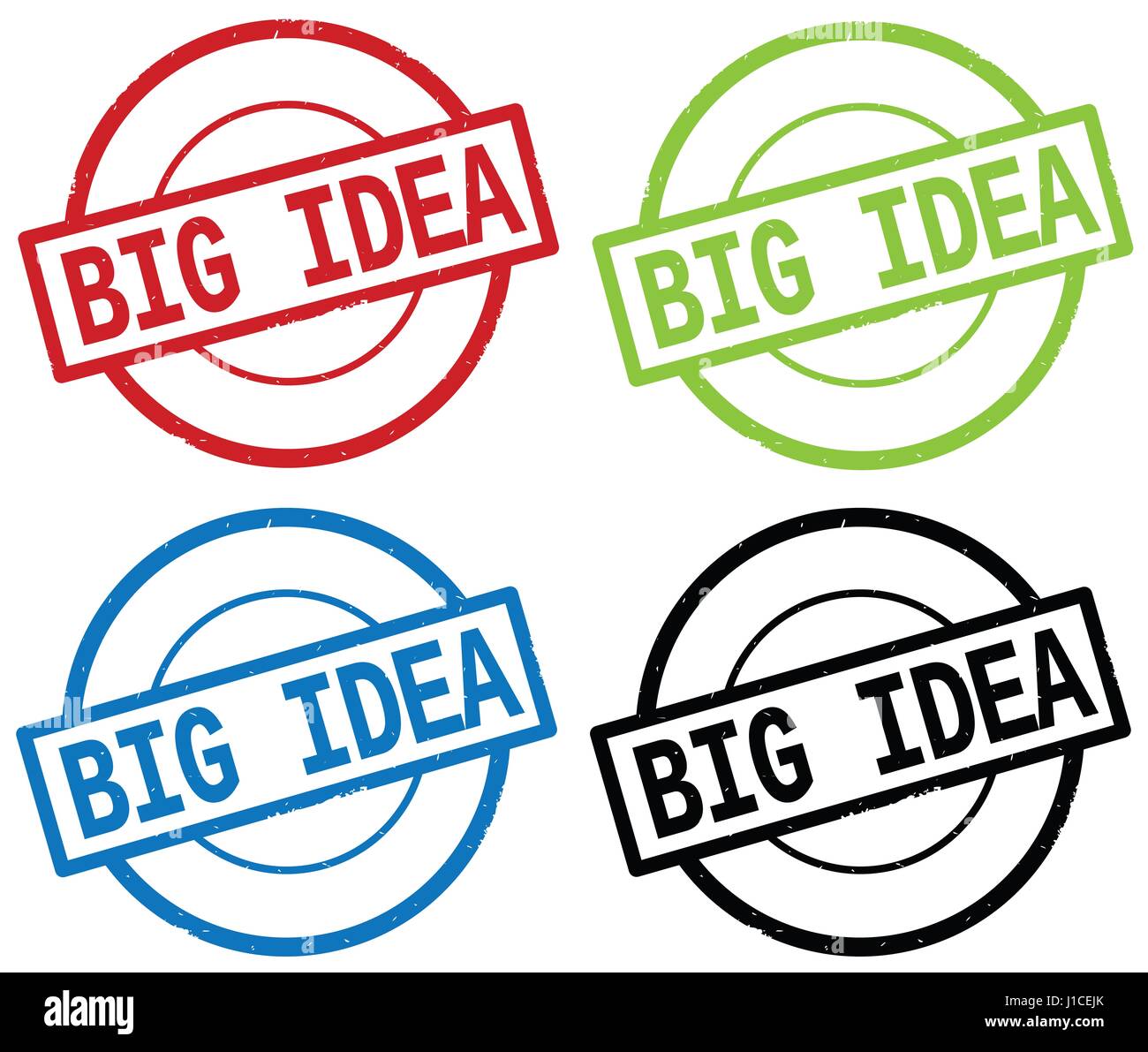 BIG IDEA text, on round simple stamp sign, in color set Stock Photo - Alamy