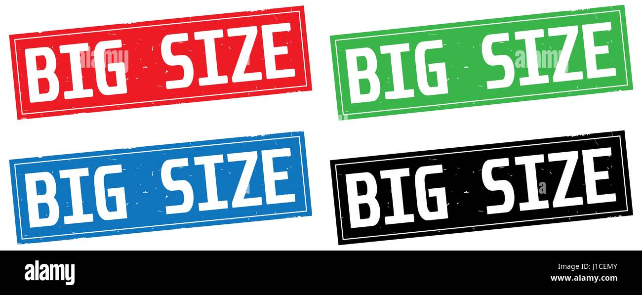 BIG SIZE text, on rectangle stamp sign, in color set Stock Photo - Alamy
