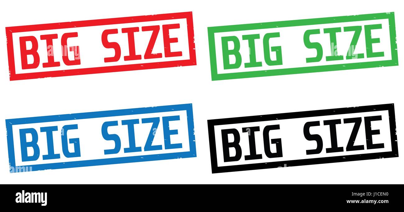 BIG SIZE text, on rectangle border stamp sign, in color set Stock Photo ...