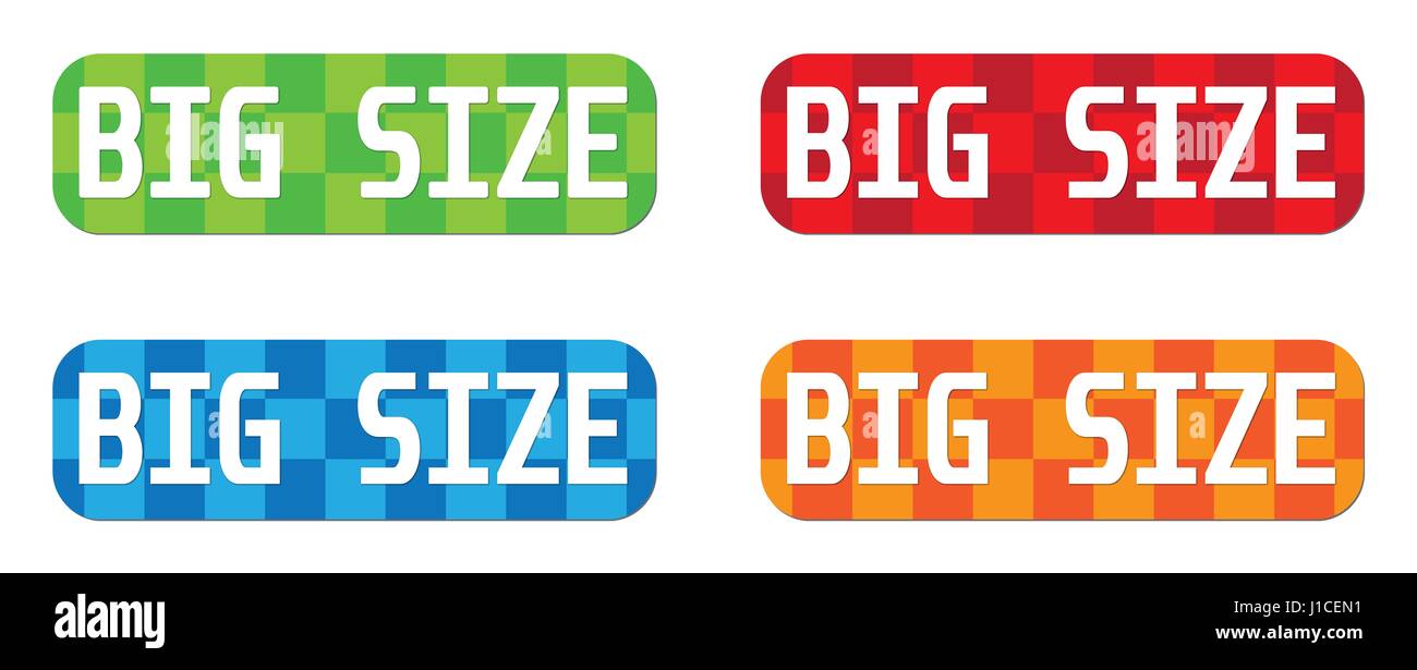 BIG SIZE text, on rectangle, zig zag pattern stamp sign, in color set ...