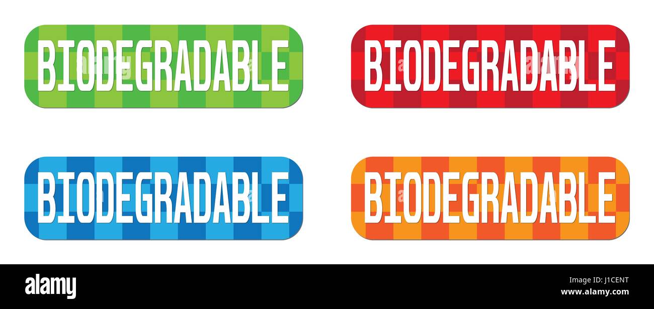 BIODEGRADABLE text, on rectangle, zig zag pattern stamp sign, in color ...