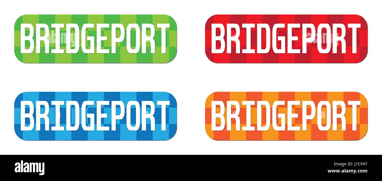 BRIDGEPORT text, on rectangle, zig zag pattern stamp sign, in color set ...