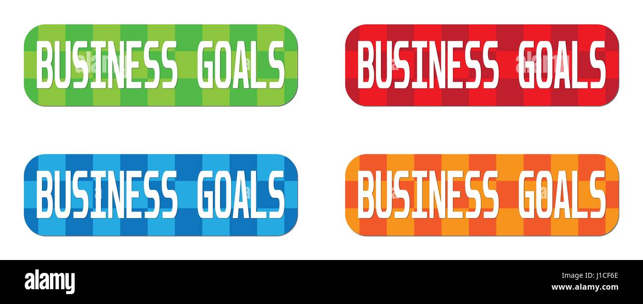 BUSINESS GOALS text, on rectangle, zig zag pattern stamp sign, in color ...