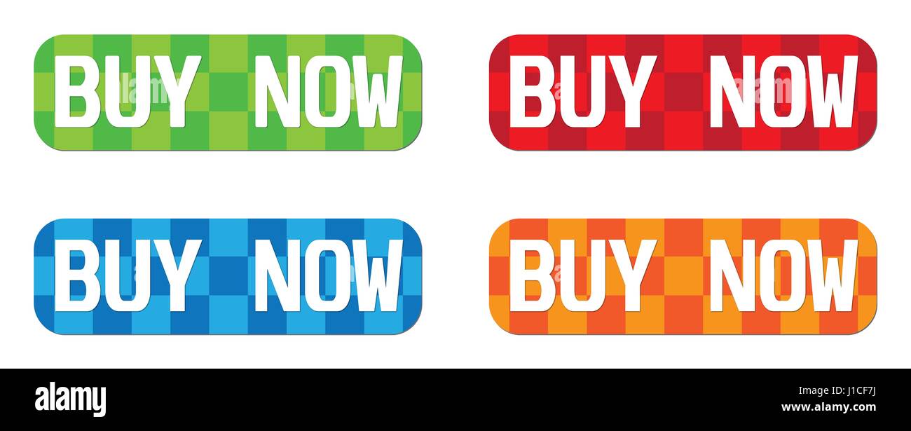 BUY NOW text, on rectangle, zig zag pattern stamp sign, in color set ...