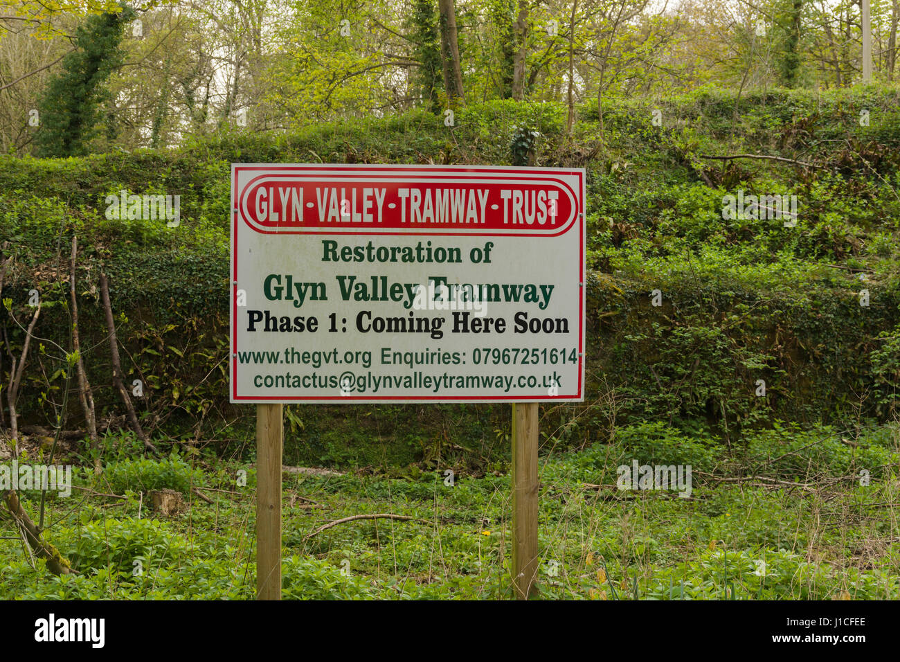 Abandoned track of the Glyn Valley Tramway in Chirk which once serviced ...