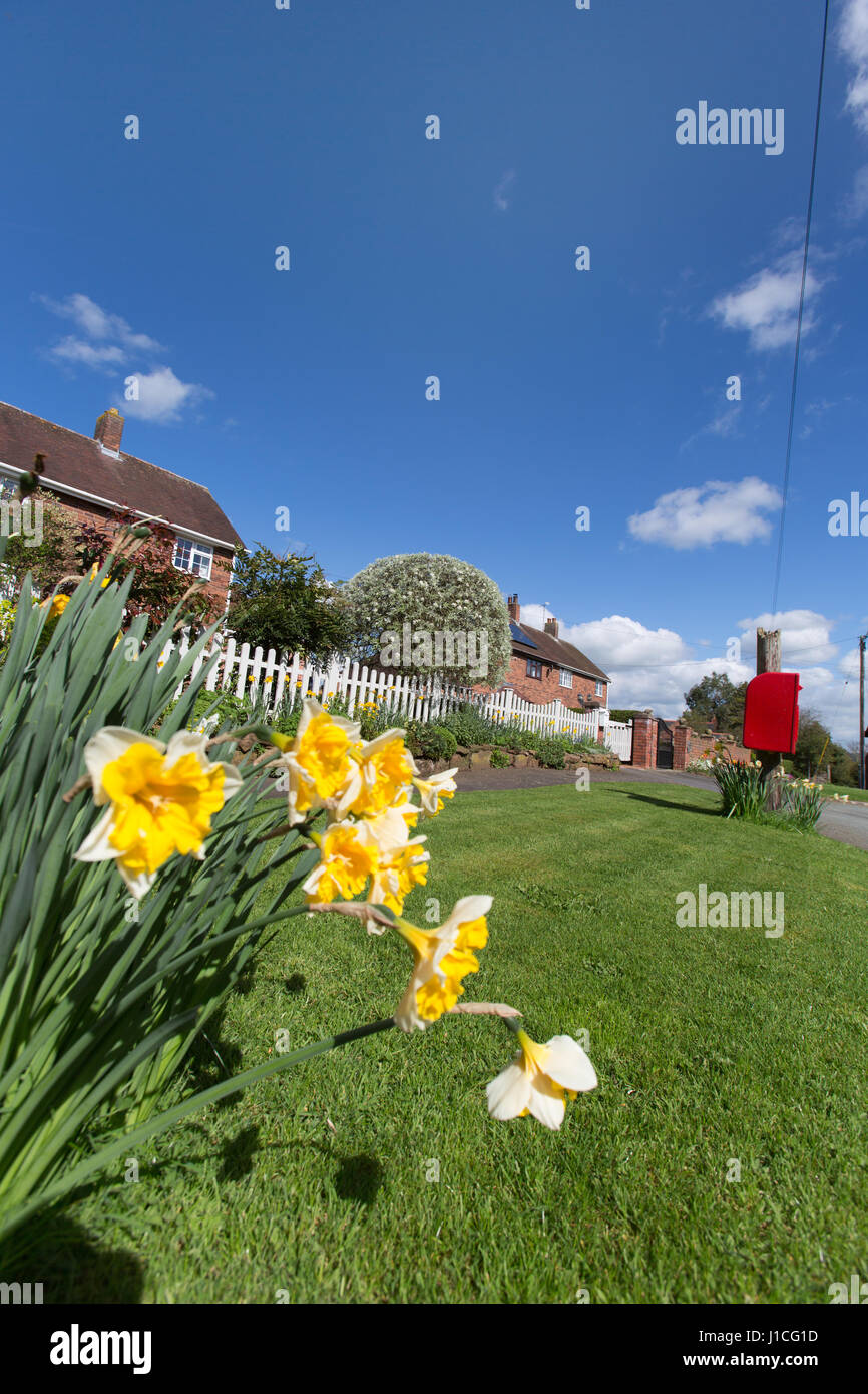 Village of Barton, England. Spring view of Barton Road, in the ... Village of Barton, England. Spring view of Barton Road, in the ...