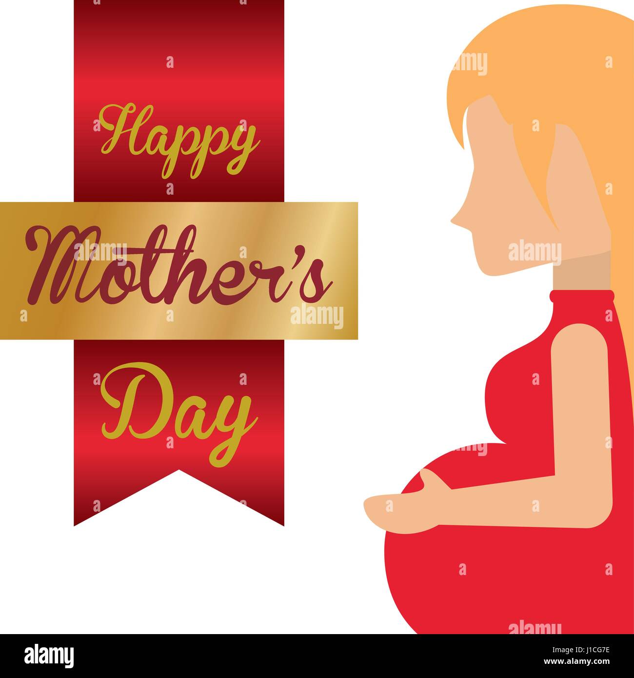 mothers day card mom pregnancy celebration ribbon Stock Vector Image ...