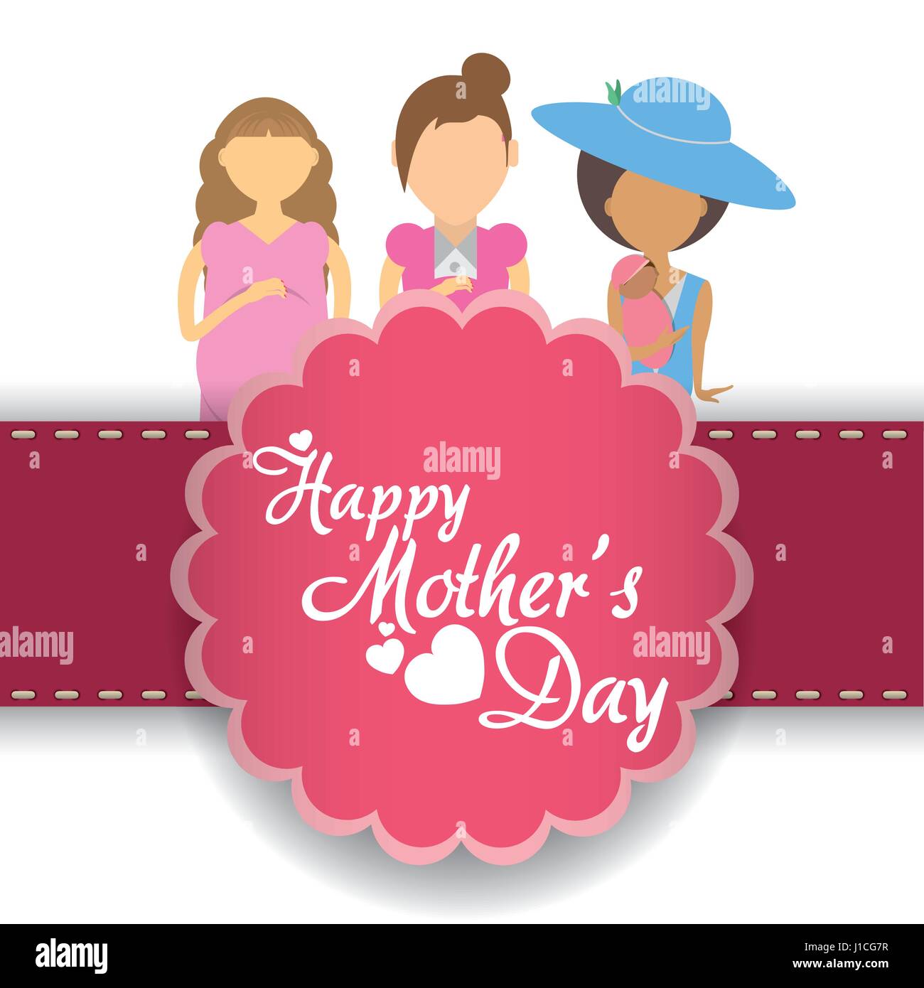 happy mothers day women mom together decoration Stock Vector Image ...