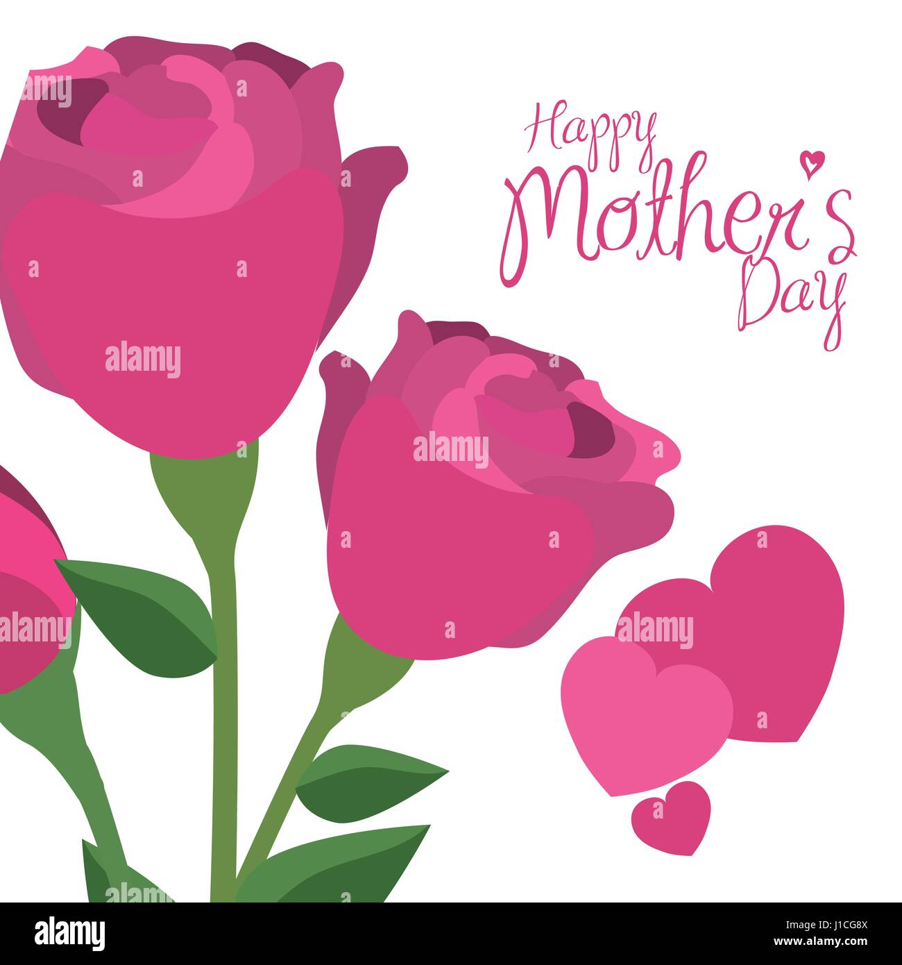 happy mothers day pink roses hearts decorative Stock Vector Image & Art ...