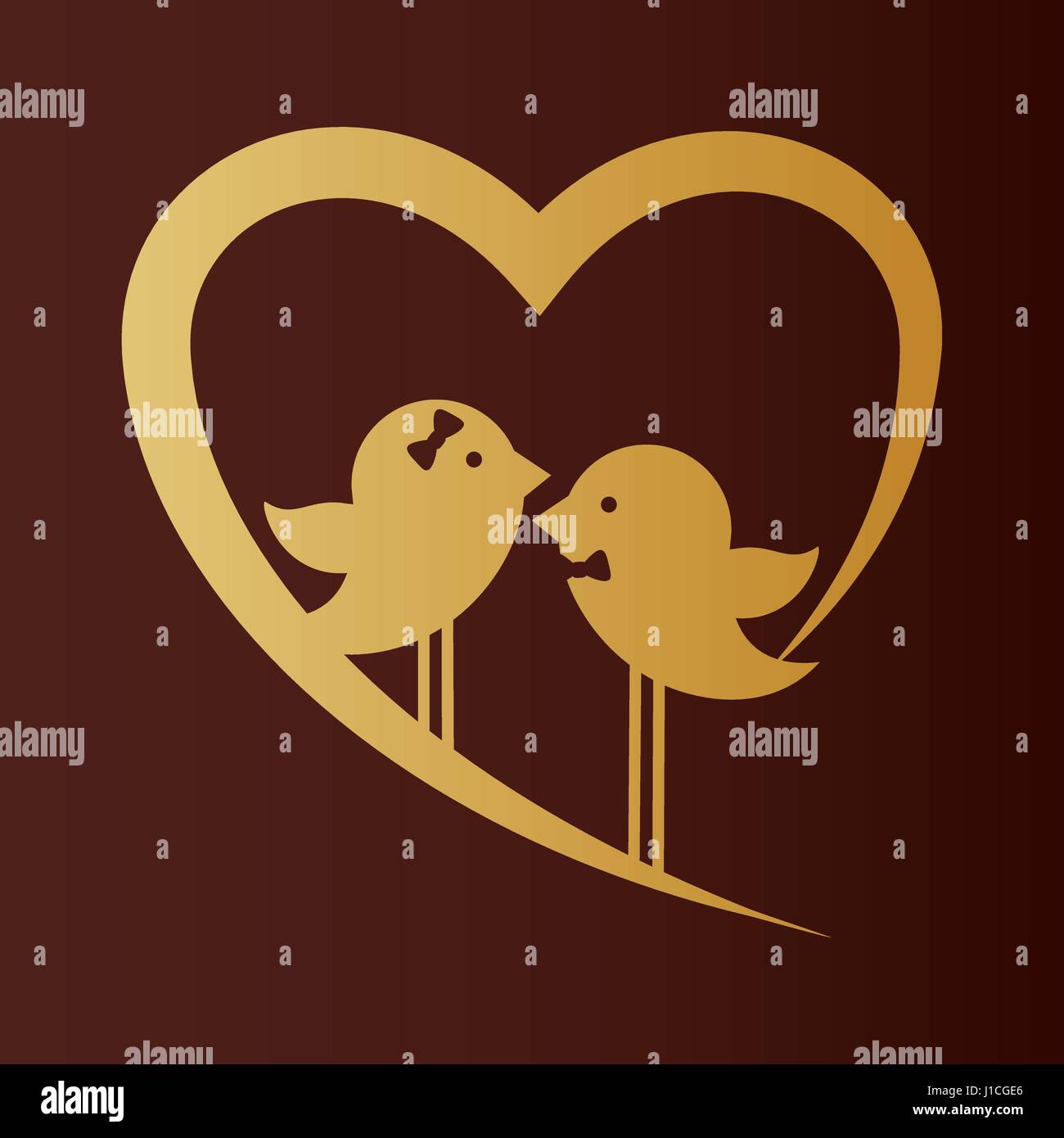 bird couple married gold heart card Stock Vector Image & Art - Alamy