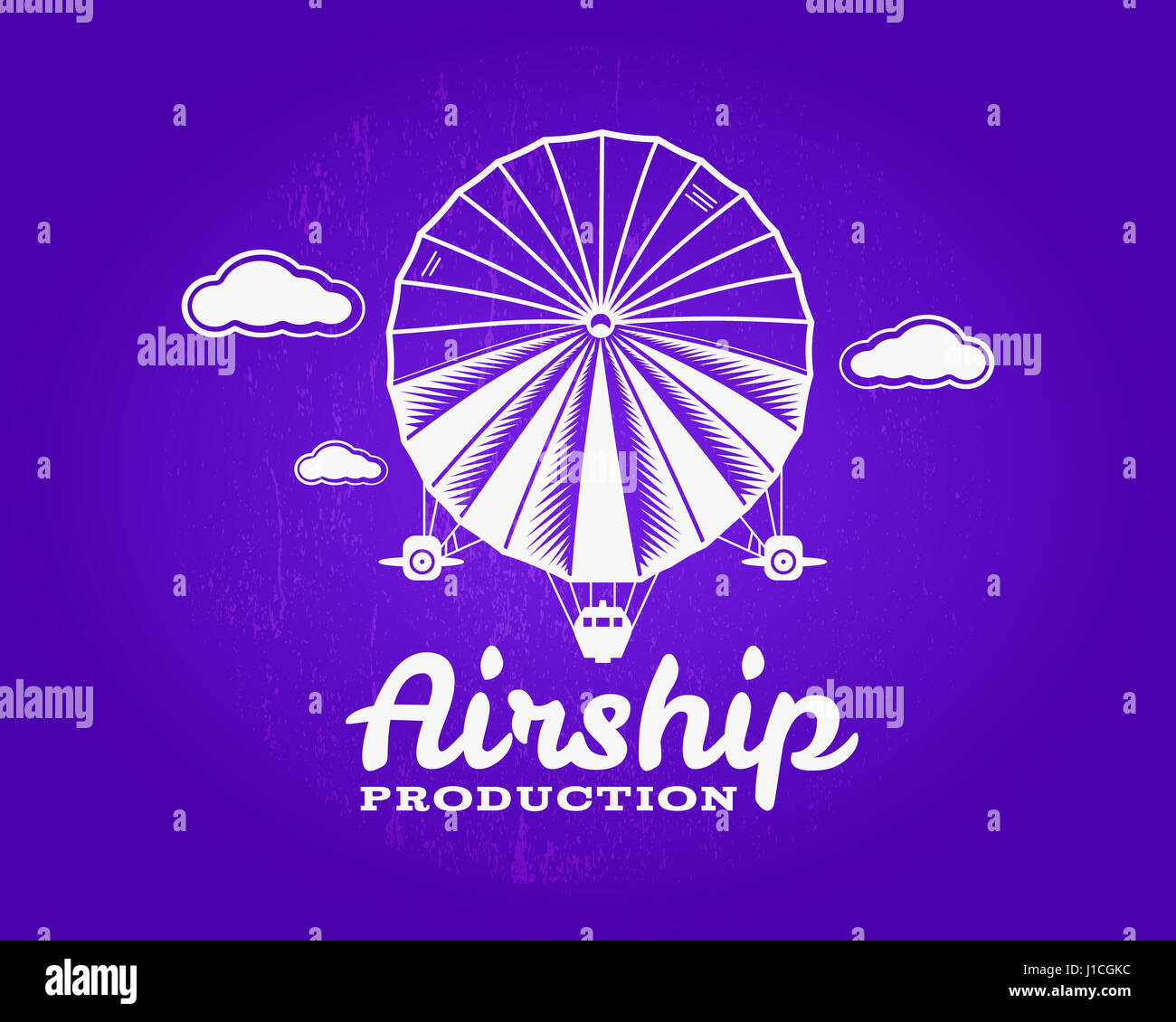 Vintage airship logo. Retro Dirigible balloon grunge template. Badge ...
