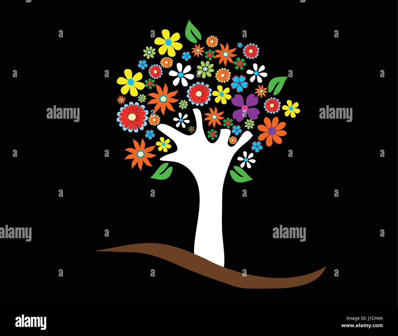 Colorful tree with flowers vector illustration Stock Vector Image & Art ...