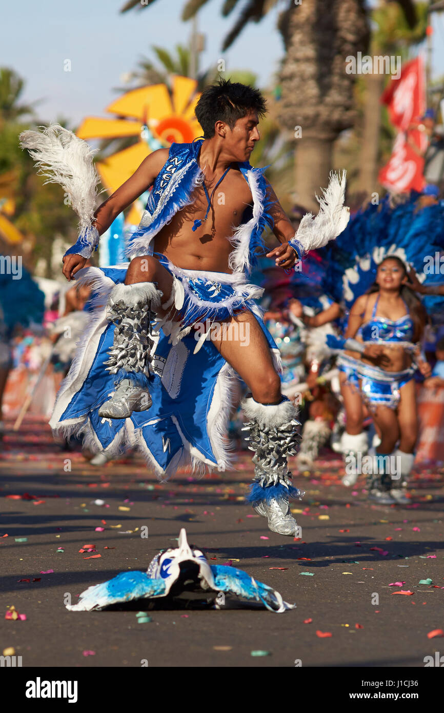 Tobas dancers in traditional Andean costumes performing at the annual ...