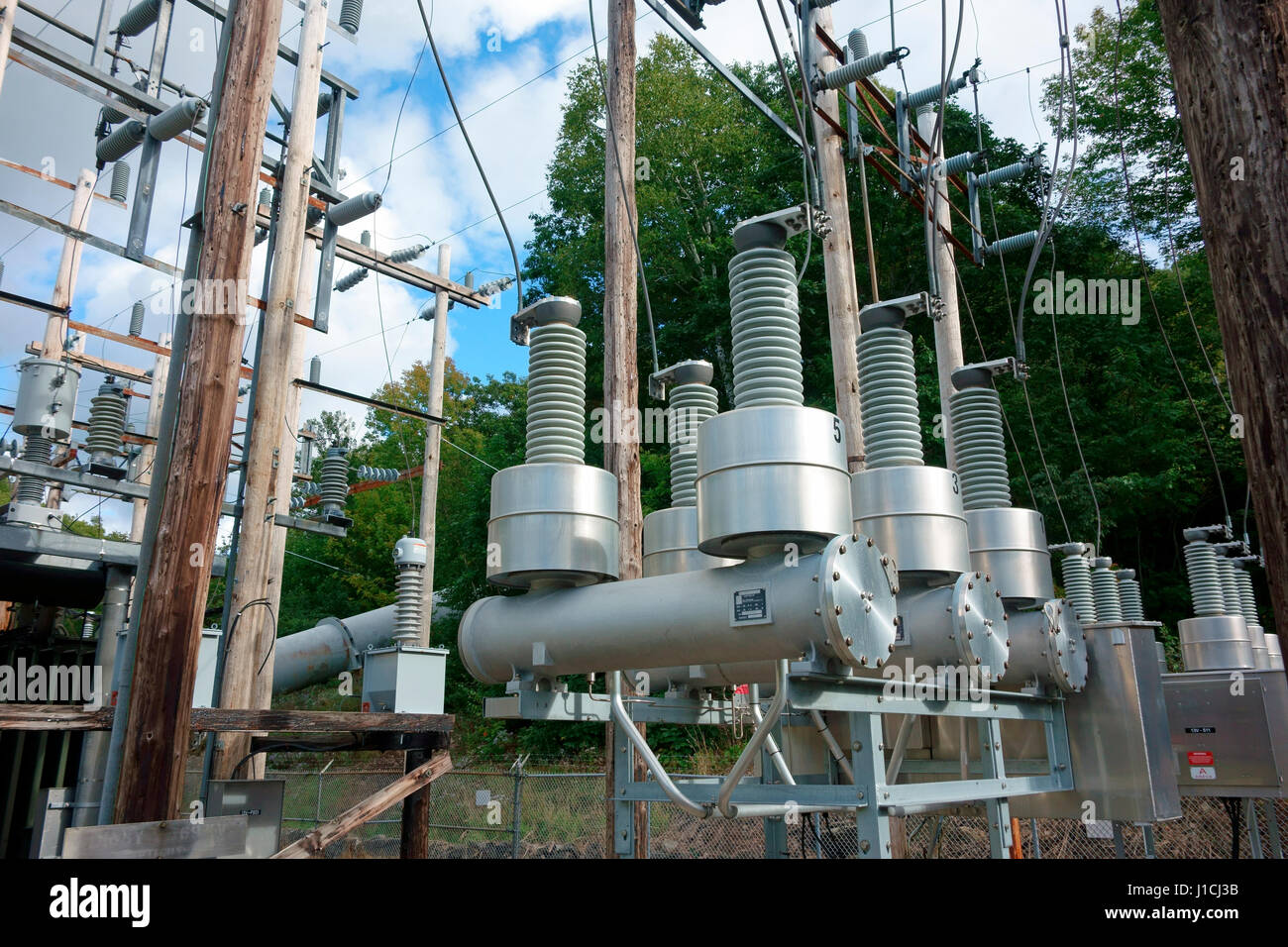 transformers in a hydro electric power generation station Stock Photo ...