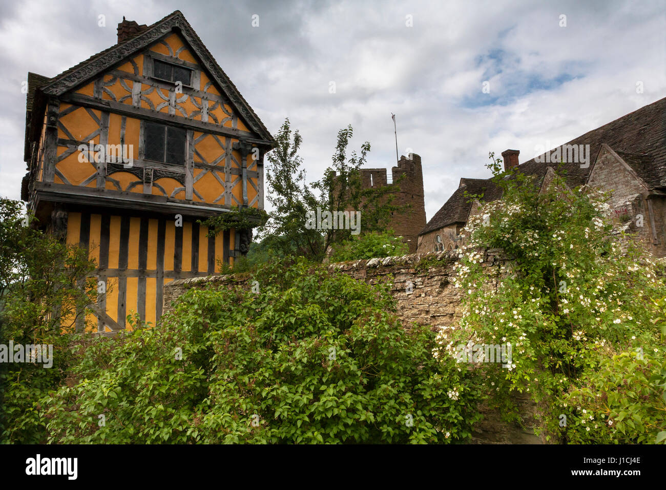 Medieval fortified manor of Stokesay Castle, Shropshire, England, UK ...