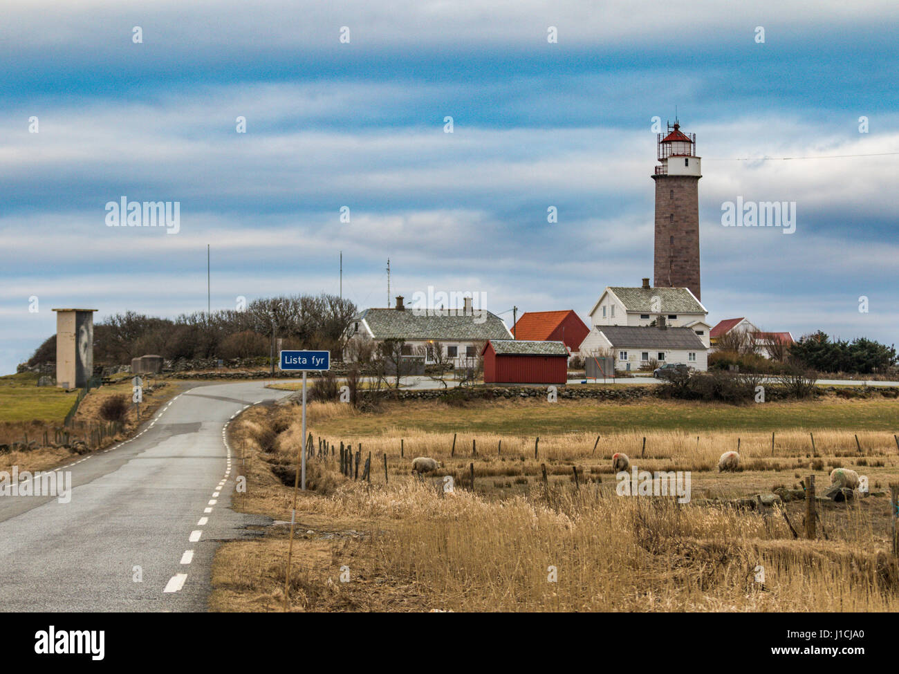 Lista Fyr, photo showing the Lighthouse with surrounding buildings ...
