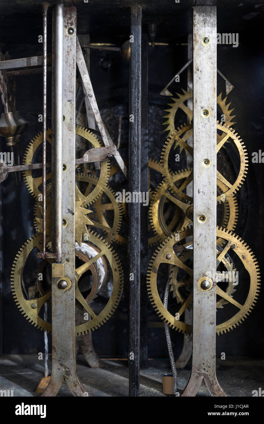 Mechanism of an old pendulum clock Stock Photo - Alamy