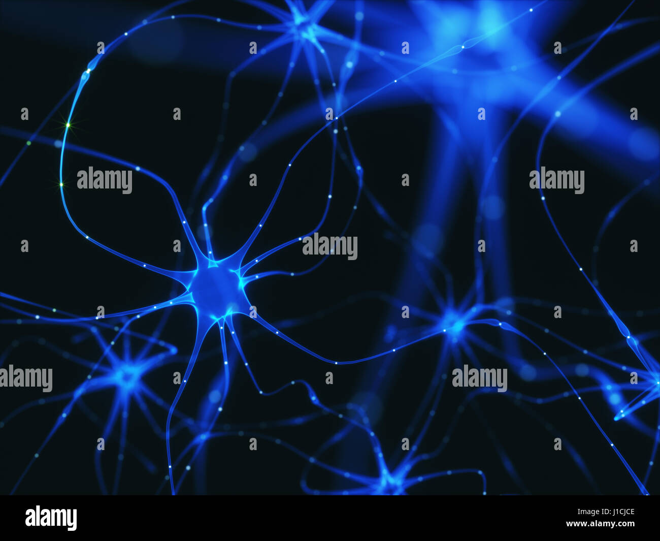 3D illustration of Interconnected neurons with electrical pulses Stock ...
