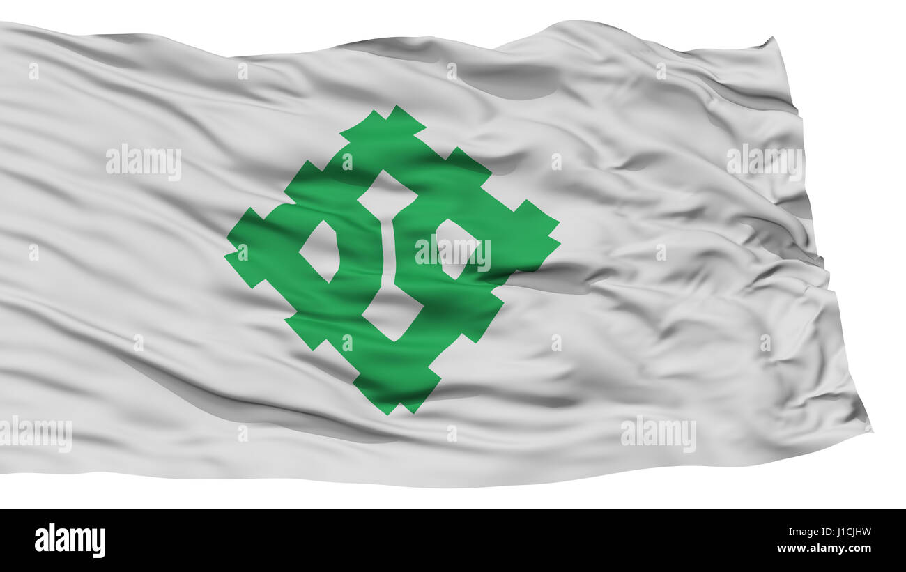 Isolated Fukui Flag, Capital of Japan Prefecture, Waving on White ...