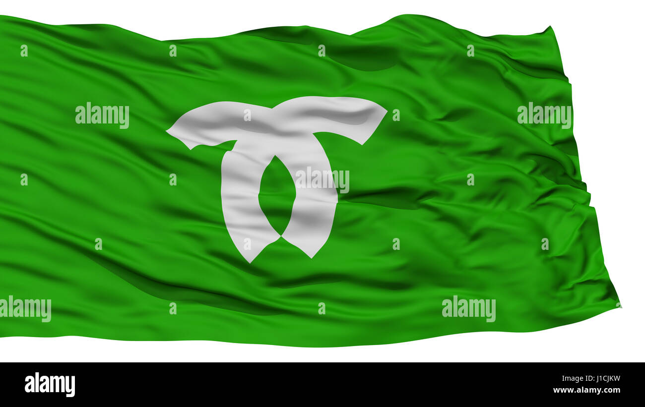 Isolated Kobe Flag, Capital of Japan Prefecture, Waving on White ...