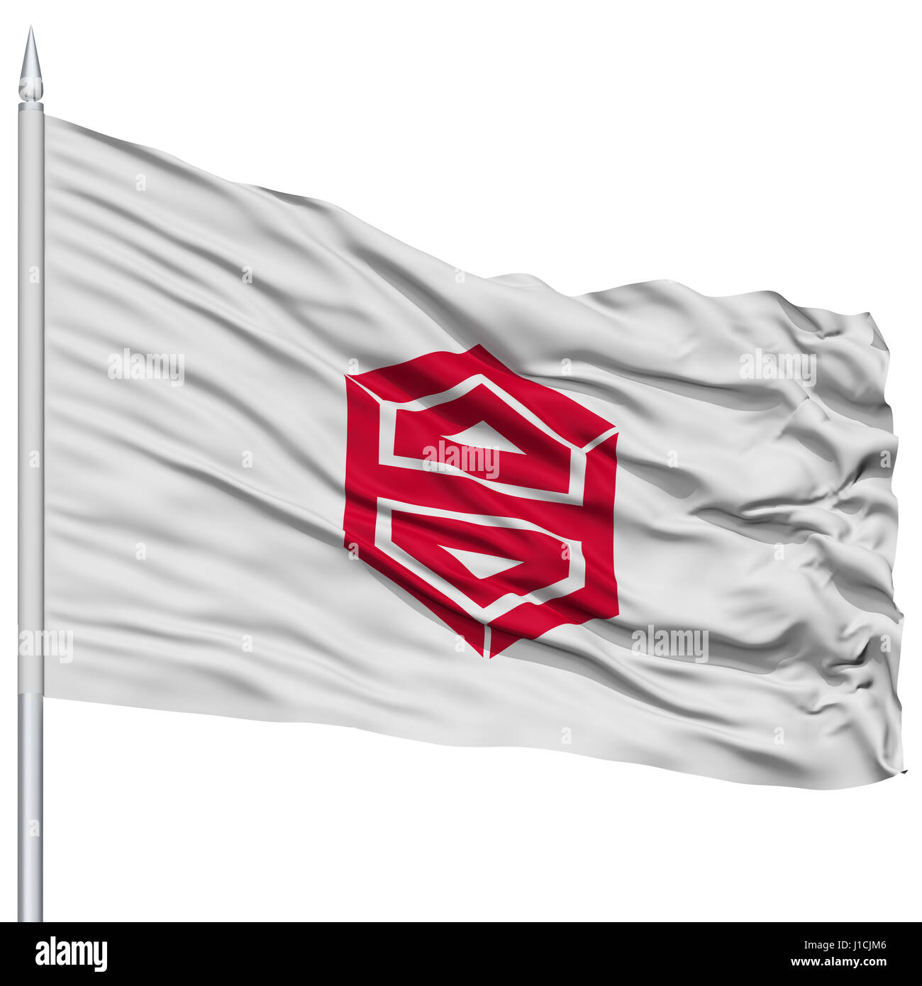 Kochi Capital City Flag on Flagpole, Flying in the Wind, Isolated on ...