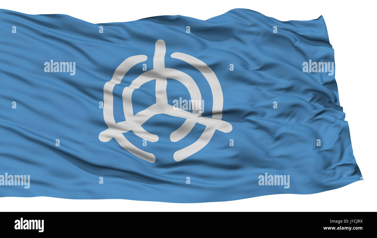 Isolated Oita Flag, Capital of Japan Prefecture, Waving on White ...
