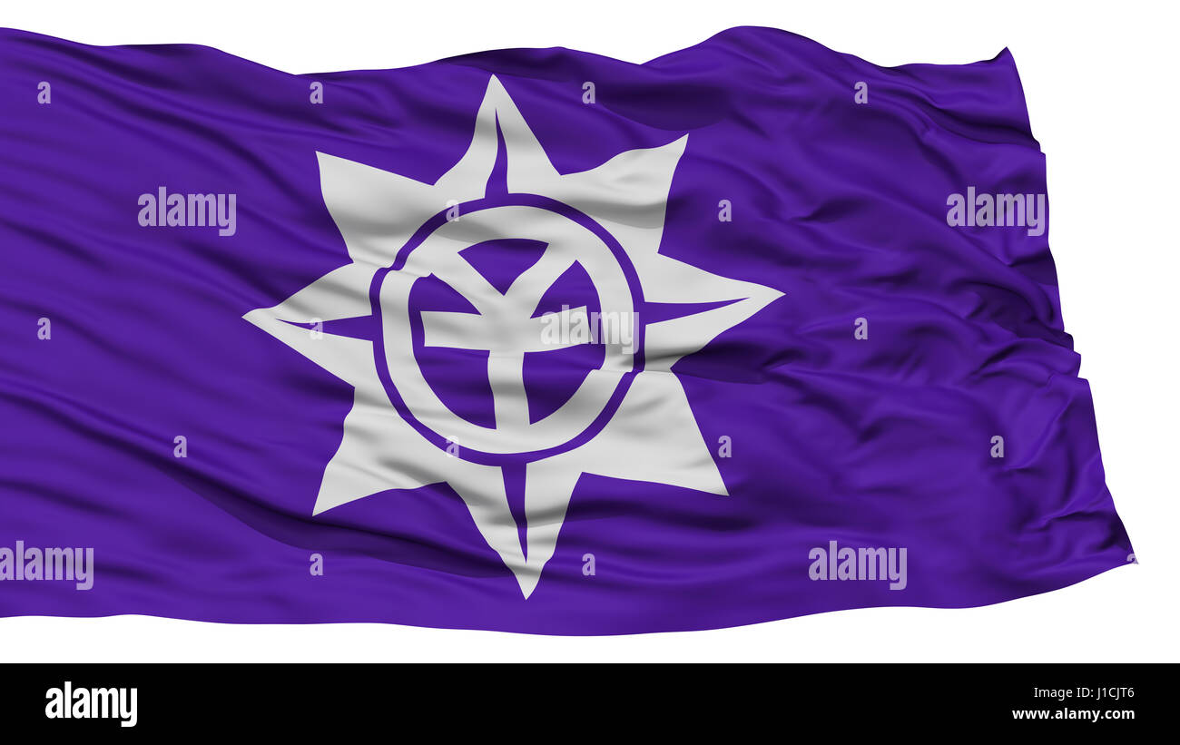 Isolated Okayama Flag, Capital of Japan Prefecture, Waving on White ...