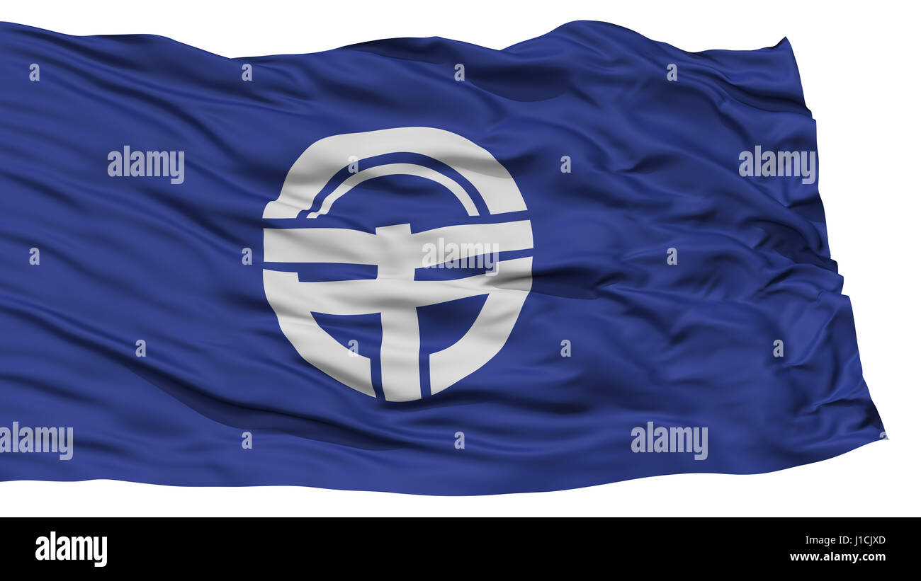 Isolated Tokushima Flag, Capital of Japan Prefecture, Waving on White ...