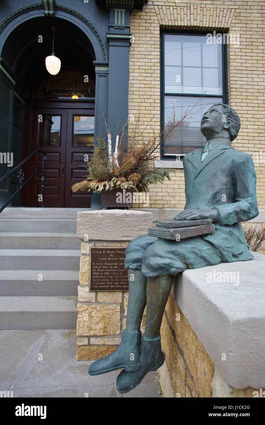 A statue of F. Scott Fitzgerald as a boy, on the steps of the former St ...