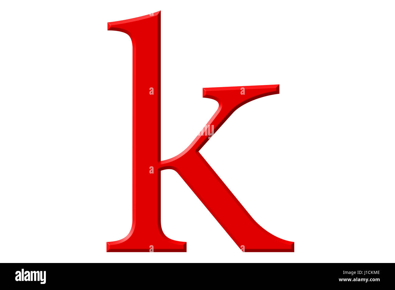Lowercase letter K, isolated on white, with clipping path, 3D ...