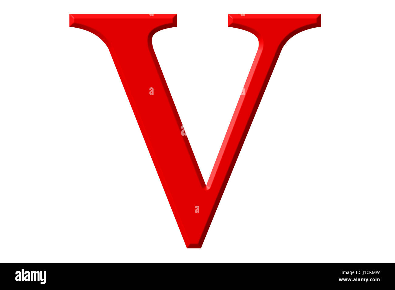 Lowercase letter V, isolated on white, with clipping path, 3D ...