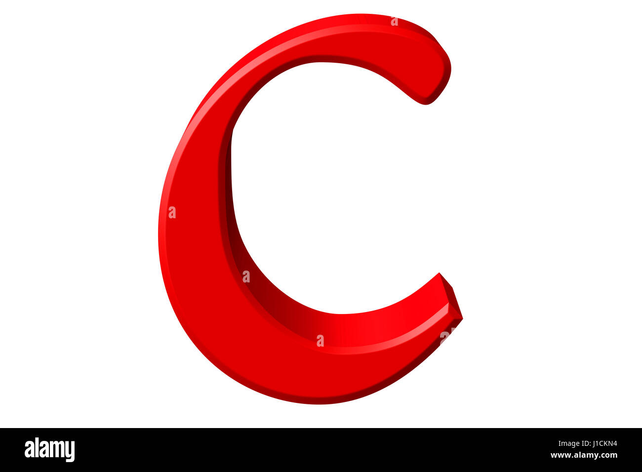 Lowercase letter C, isolated on white, with clipping path, 3D ...
