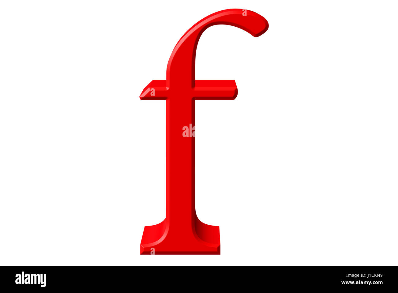 Lowercase letter F, isolated on white, with clipping path, 3D ...