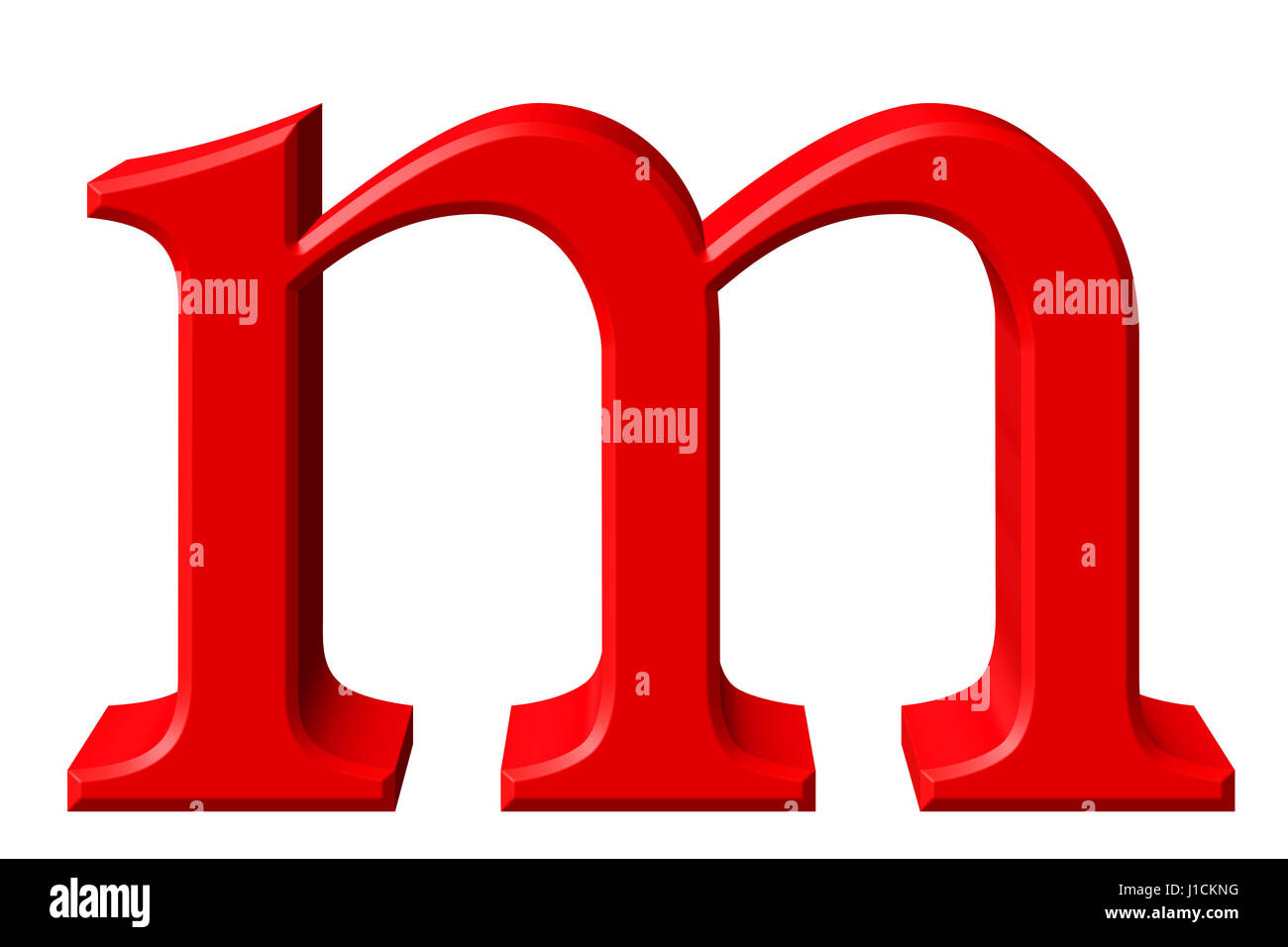Lowercase letter M, isolated on white, with clipping path, 3D ...