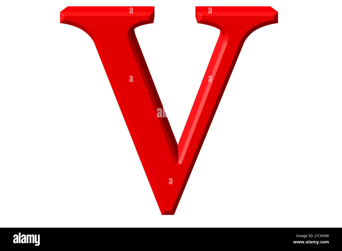 Lowercase letter V, isolated on white, with clipping path, 3D ...