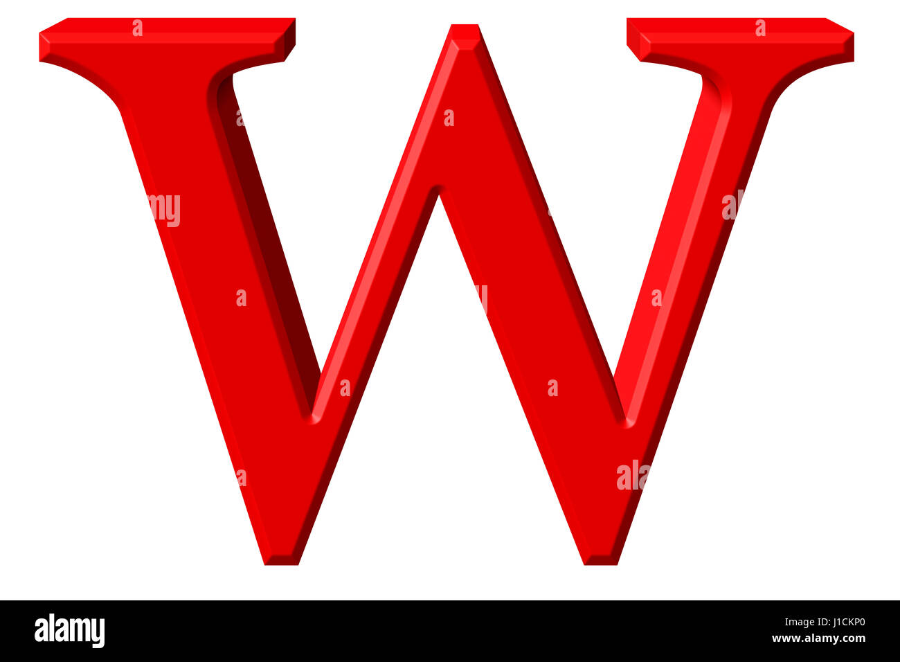 Lowercase letter W, isolated on white, with clipping path, 3D ...
