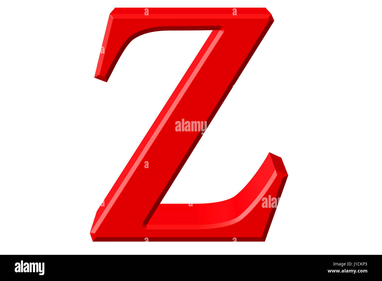 Lowercase letter Z, isolated on white, with clipping path, 3D ...