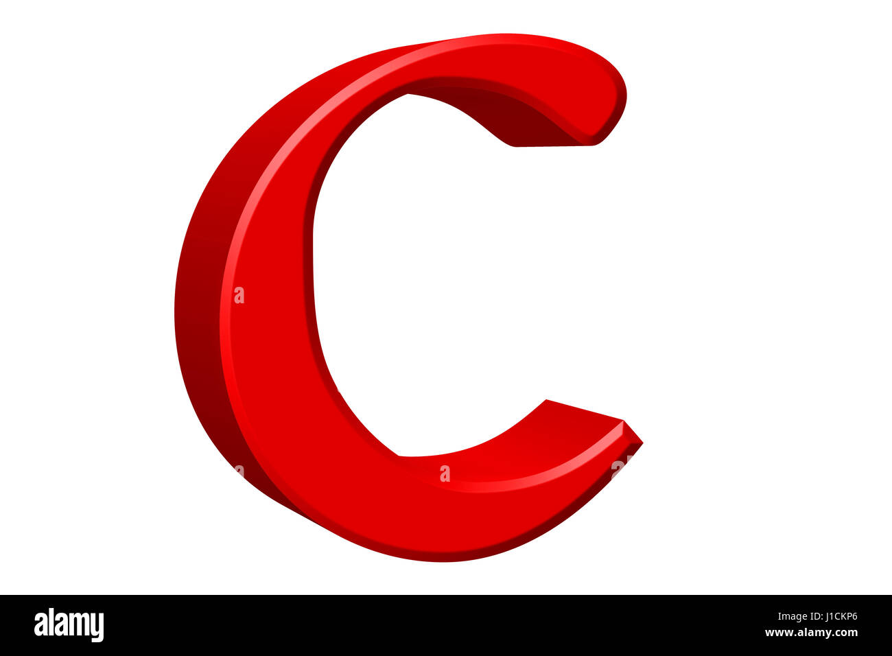 Lowercase letter C, isolated on white, with clipping path, 3D ...