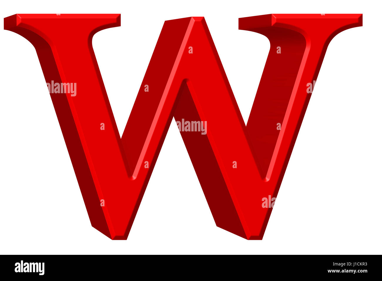Lowercase letter W, isolated on white, with clipping path, 3D ...