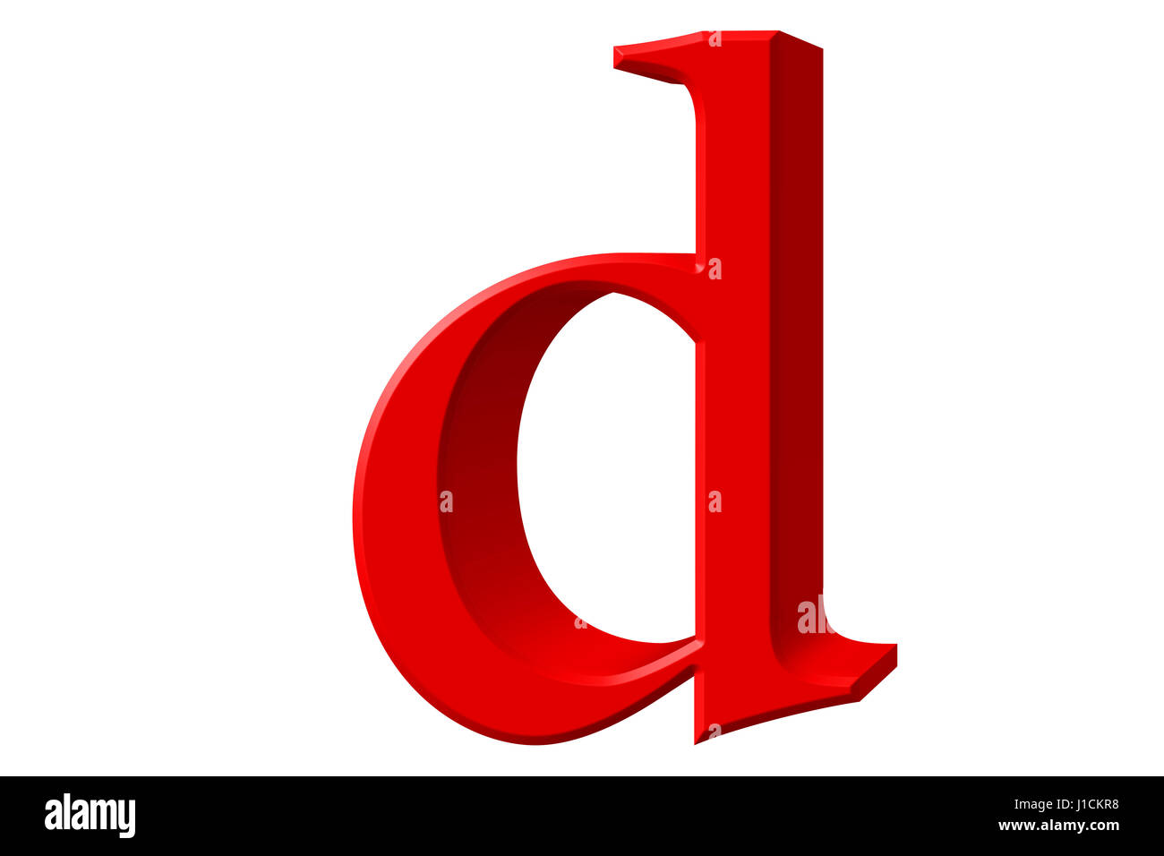 Lowercase letter D, isolated on white, with clipping path, 3D ...