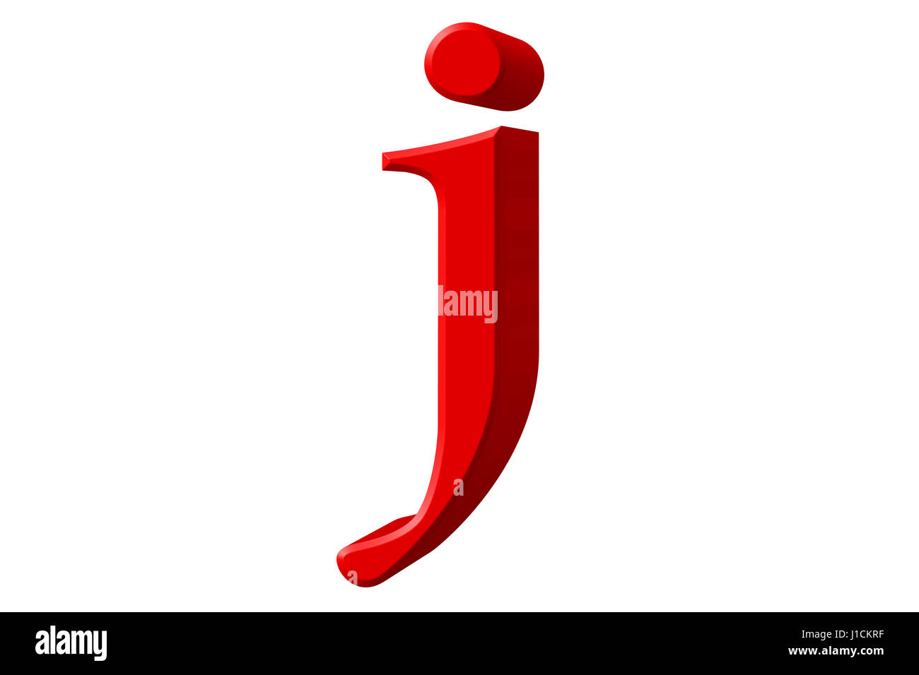 Lowercase letter J, isolated on white, with clipping path, 3D ...