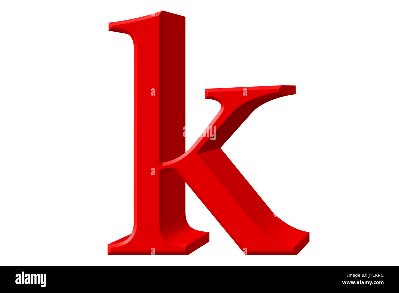 Lowercase letter K, isolated on white, with clipping path, 3D ...