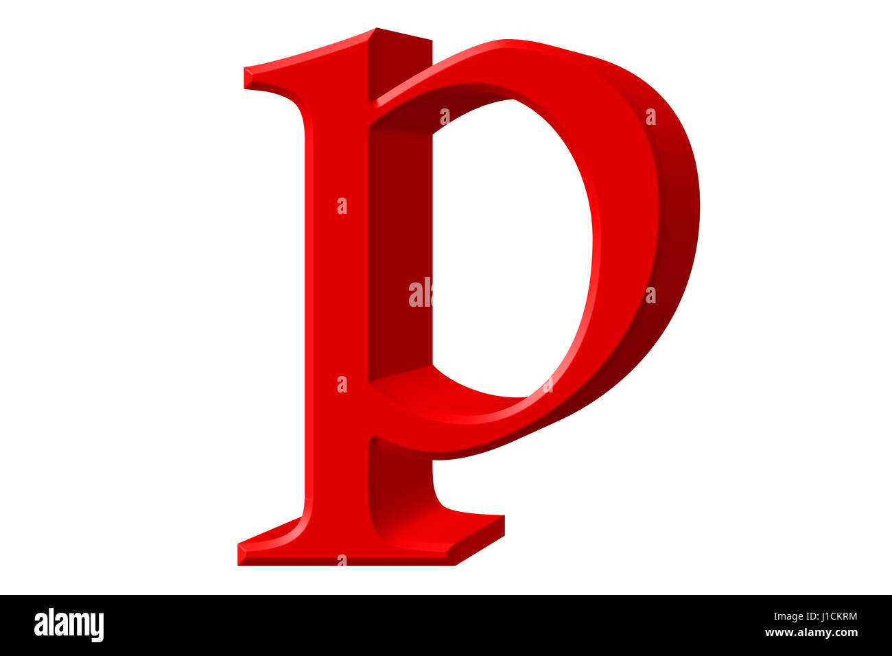 Lowercase letter P, isolated on white, with clipping path, 3D ...