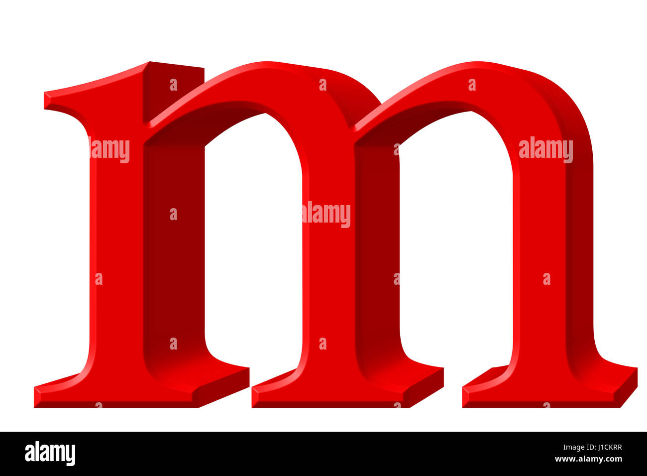 Lowercase letter M, isolated on white, with clipping path, 3D ...